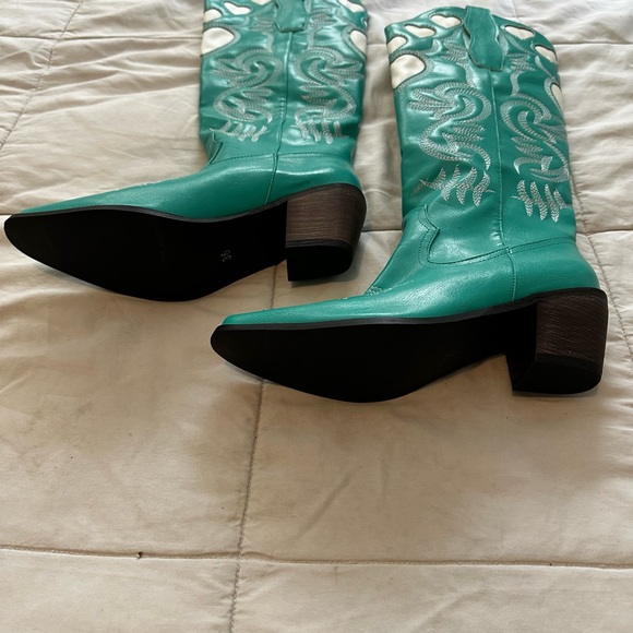 Shoes | Teal Knee High Heart Boots | Poshmark
